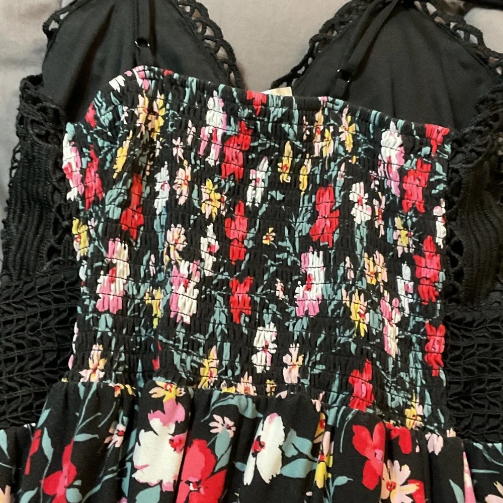 No Boundaries | Dresses | No Boundaries Crochet Black Red Floral Maxi ...
